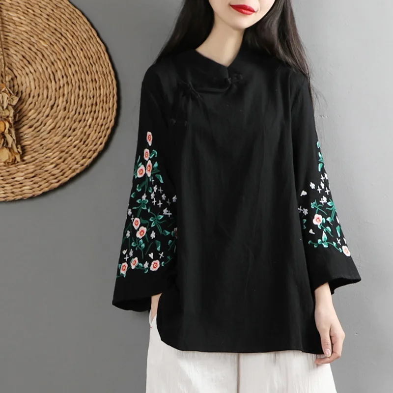 2020 Women Clothing Embroidery Tops Tang Costume Chinese Style Shirts ...