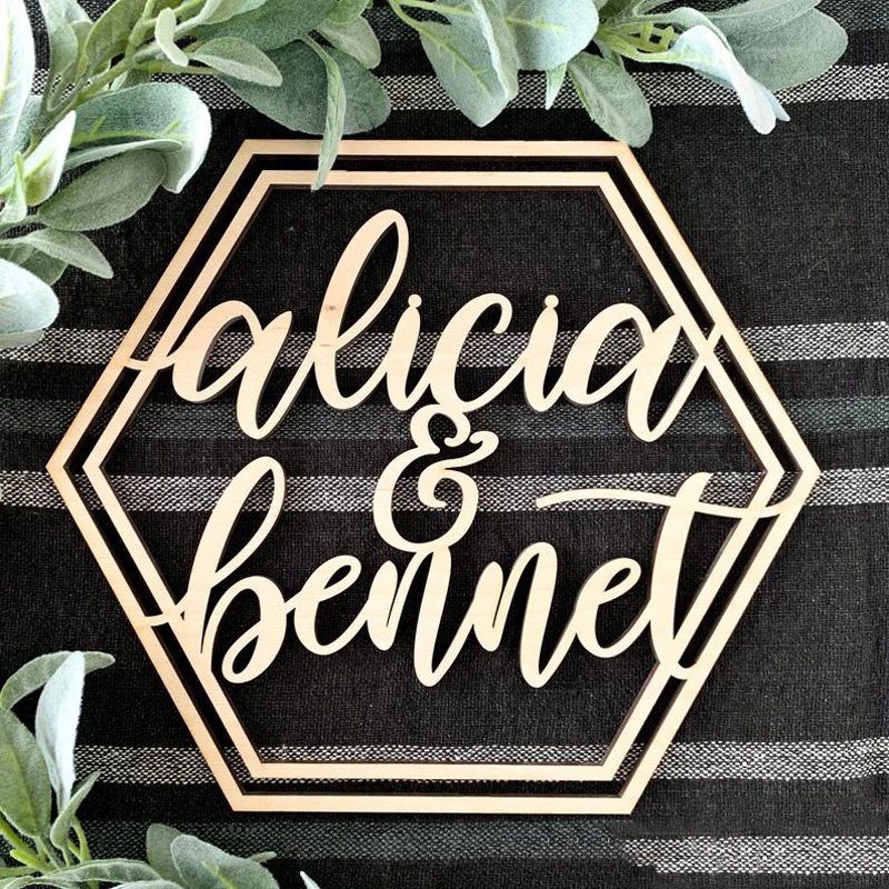 Laser-Cut-Holz-T-r-Zeichen-Name-Personalisierte-Holz-Hochzeit-Name ...