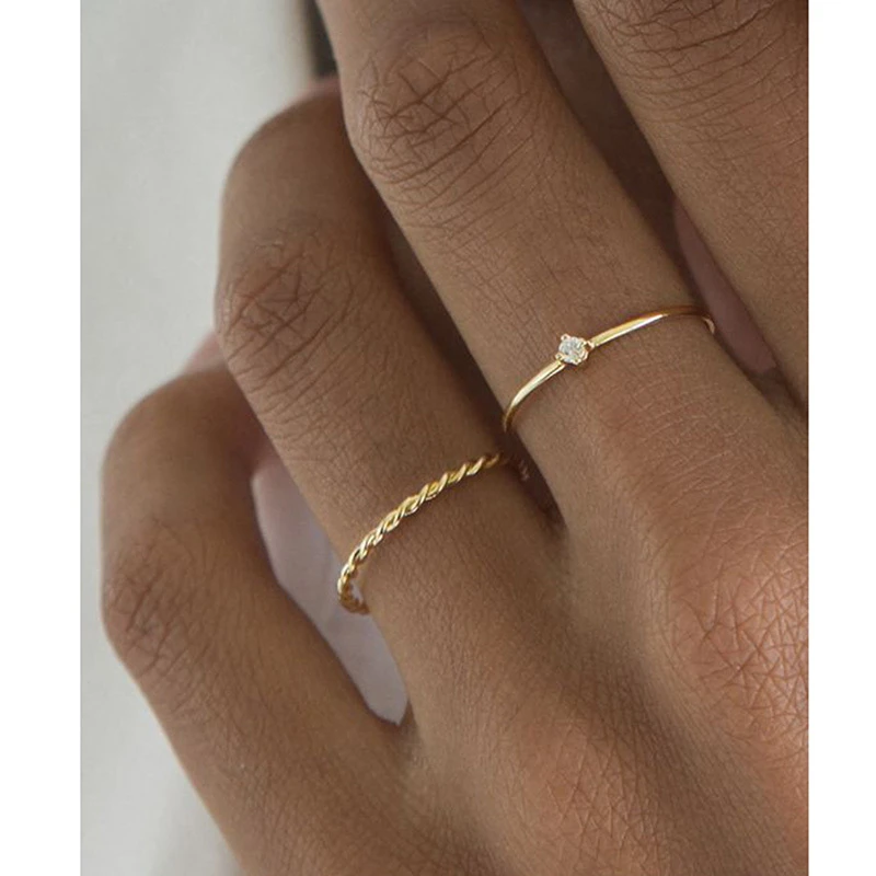 Chic Twisted Rope Slim Ring For Women, Stainless Steel Metal Wedding ...