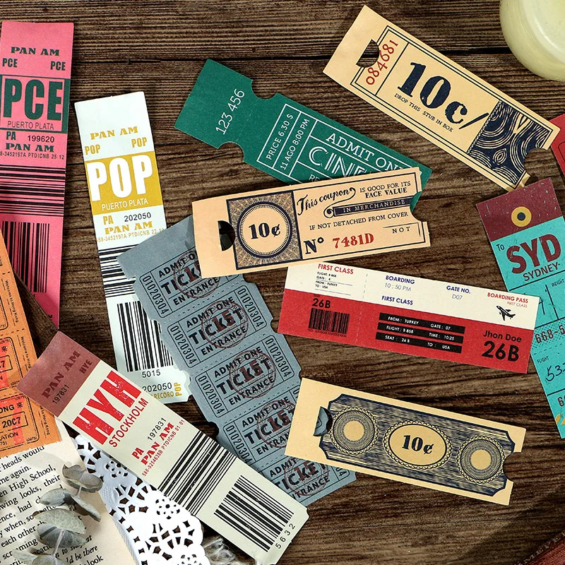 30pcs/set Vintage Tickets Carft Paper Retro Tickets series Memo Pad ...