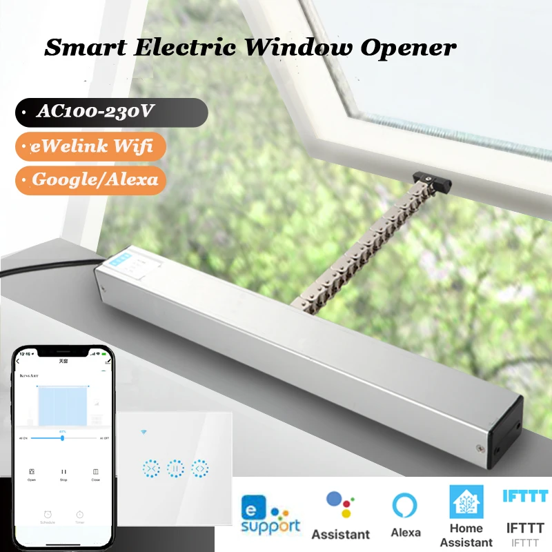 Electric Window Opener Smart Window Motor Optional Wifi Remote Home ...