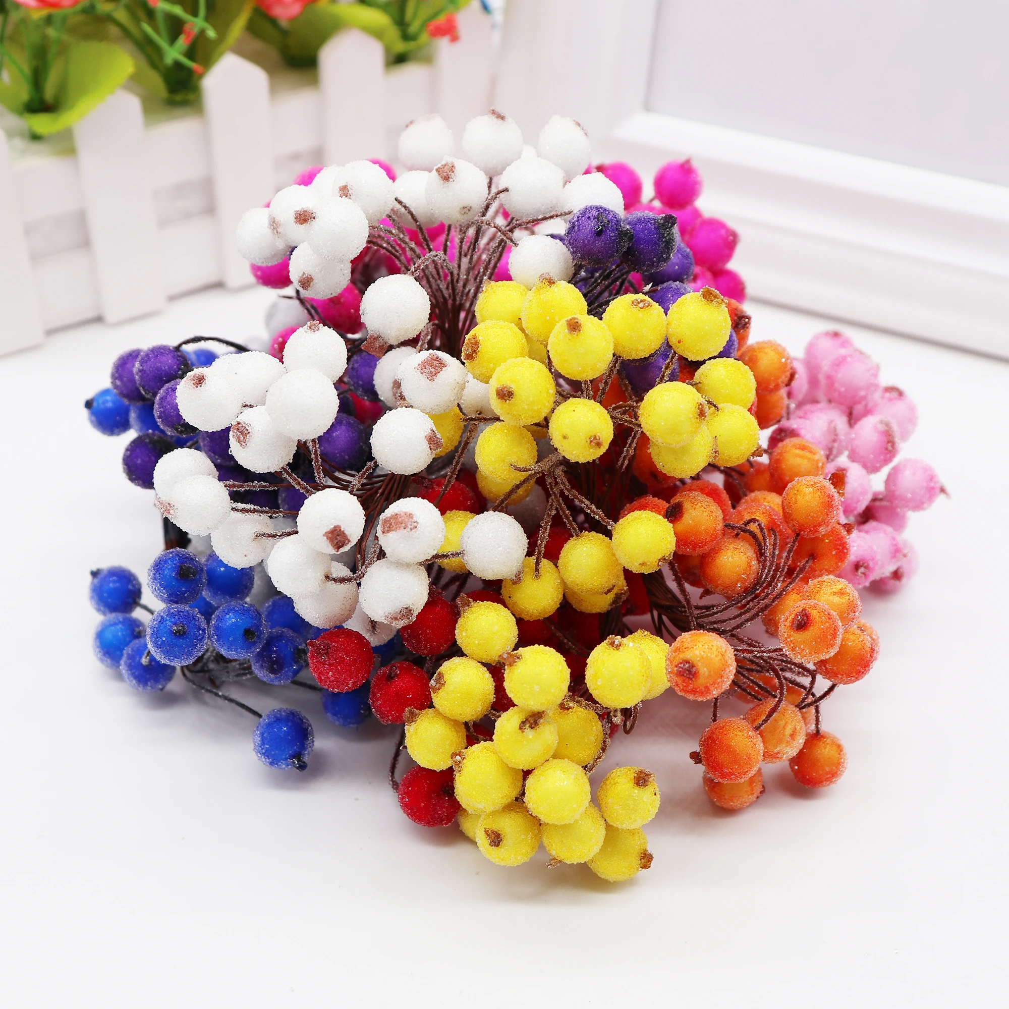 20pcs/40 Heads 1cm Mini Fake Fruit Small Double Heads Berries ...