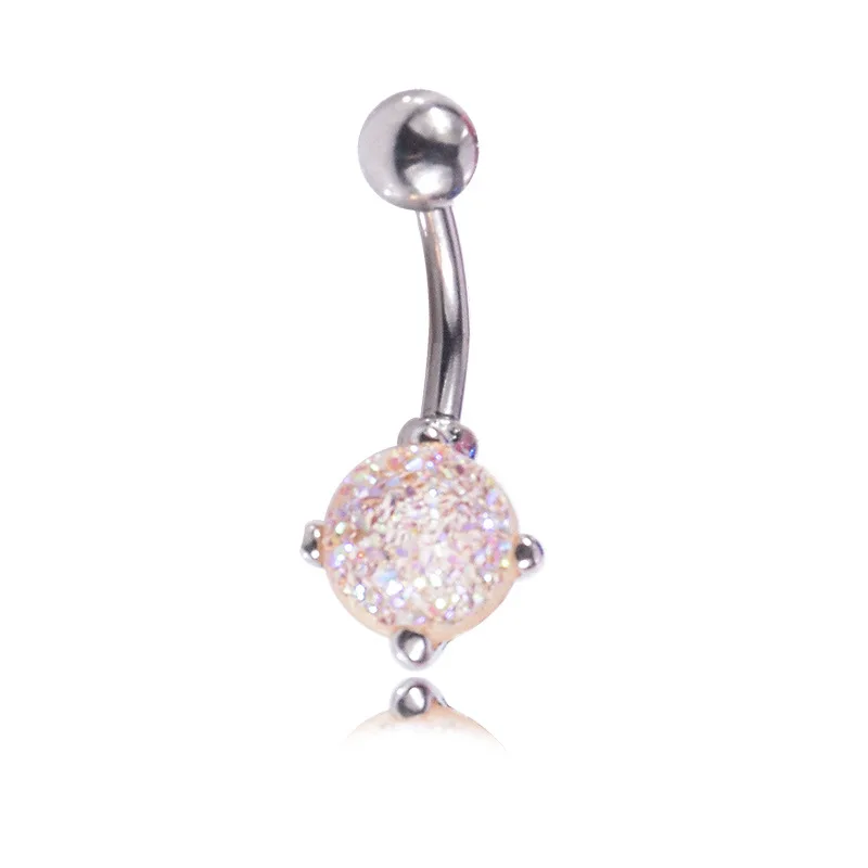 Simple Blue Crystal Ball Belly Button Rings Anti allergy Stainless ...