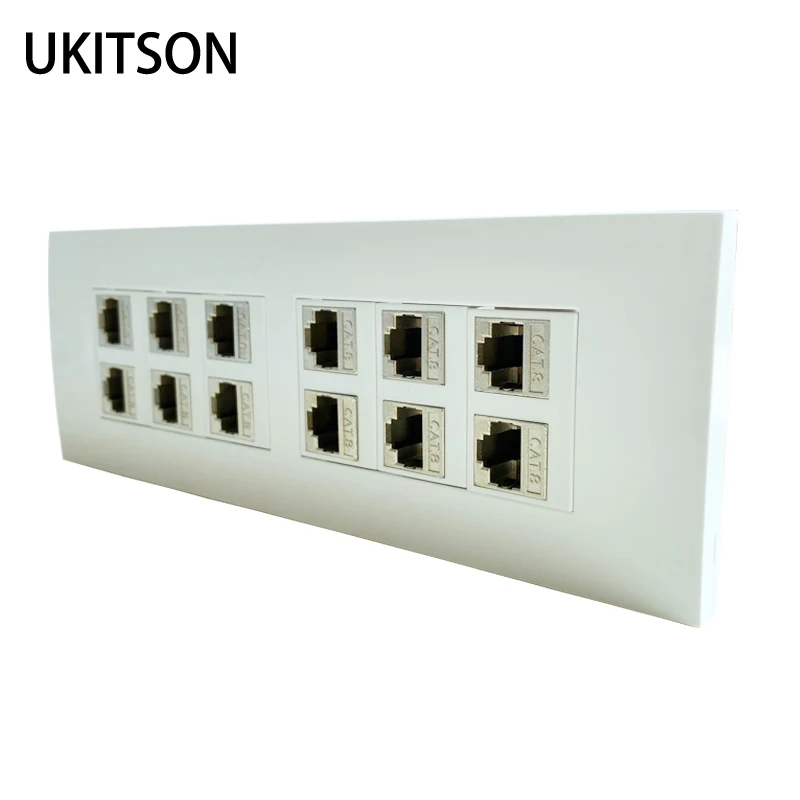 12-Ports-Shield-CAT8-RJ45-Wall-Faceplate-Connector-40Gbps-Super-Speed ...