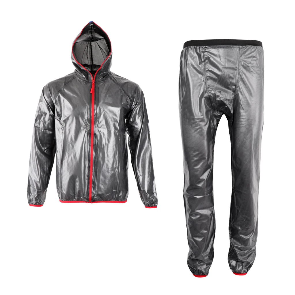 Mens Motorcycle Cycling Full Rain Suit Waterproof Hooded Top Rain Coat ...