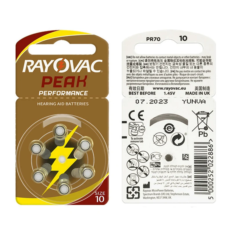 Baterías para audífonos RAYOVAC PEAK 120 x A10 10A ZA10 10 S10, 120 Uds. Baterías para audífonos ...