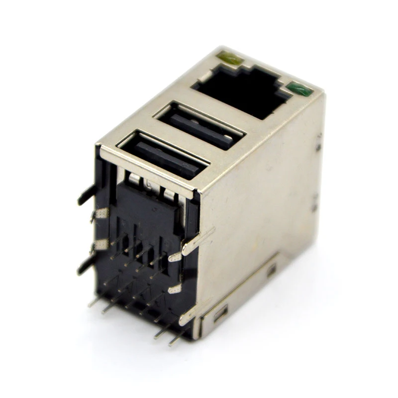 New Network Connector Module Double USB Connector with LED USB + RJ45 ...