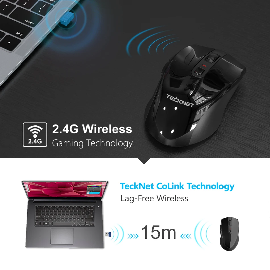 2.4Ghz Wireless Mouse M006 4800DPI Adjustable USB Nano Receiver 6 ...