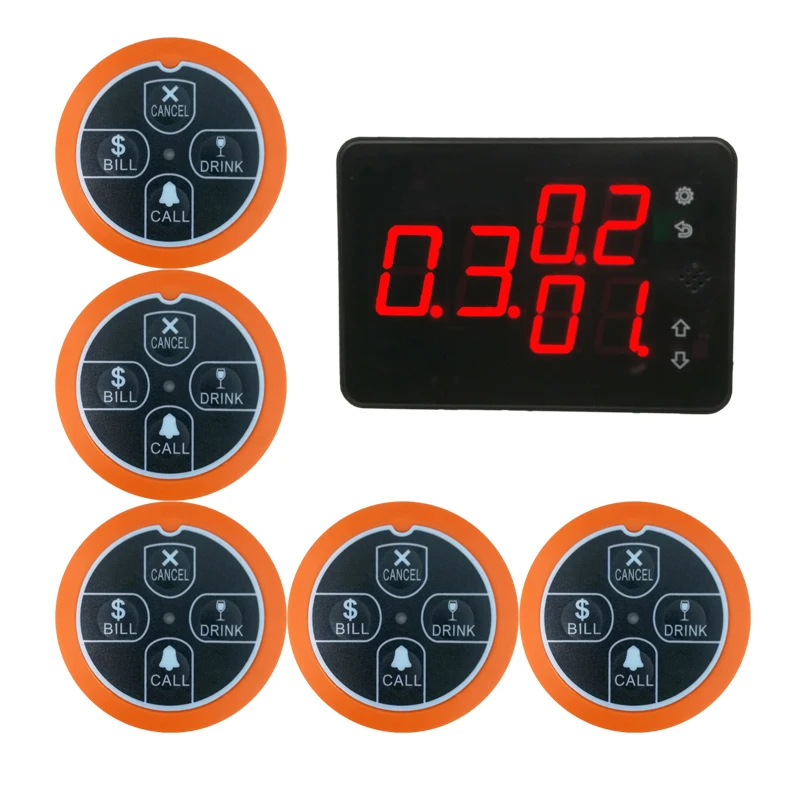 1-screen-receiver-5-calling-buttons-Small-Host-Wireless-Calling-System ...