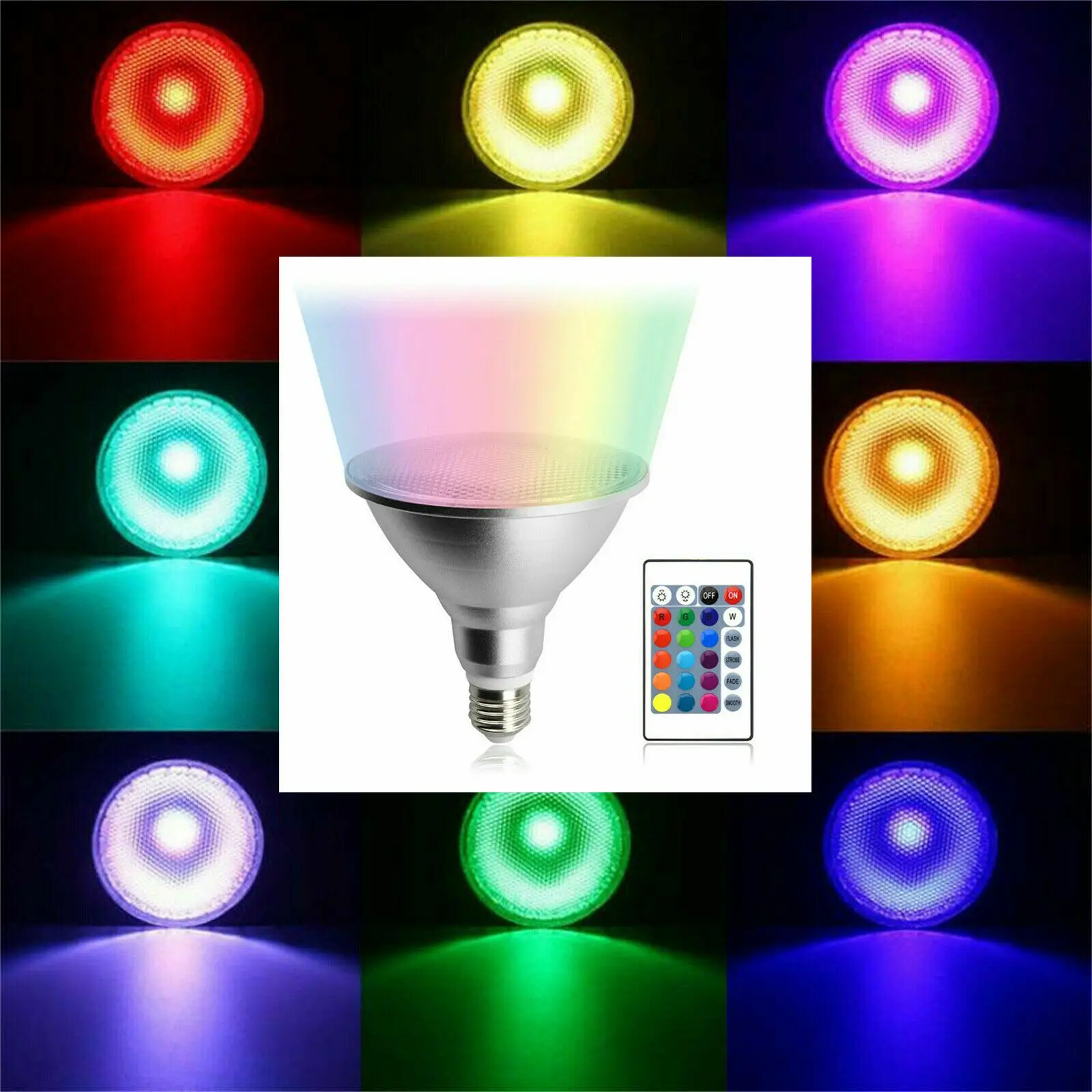 Dimmable RGB PAR38 Par Light E27 25W LED Spotlight Bulb Floodlight Lamp ...