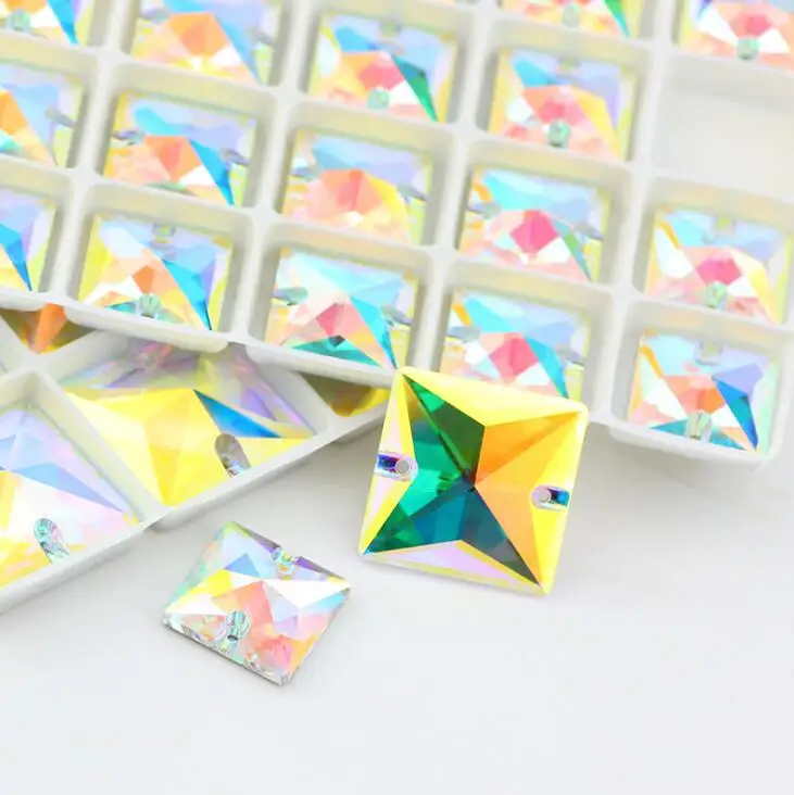 K9-Crystal-Square-2-Holes-Sew-On-Rhinestone-Clear-AB-Flat-back-12-14-16 ...