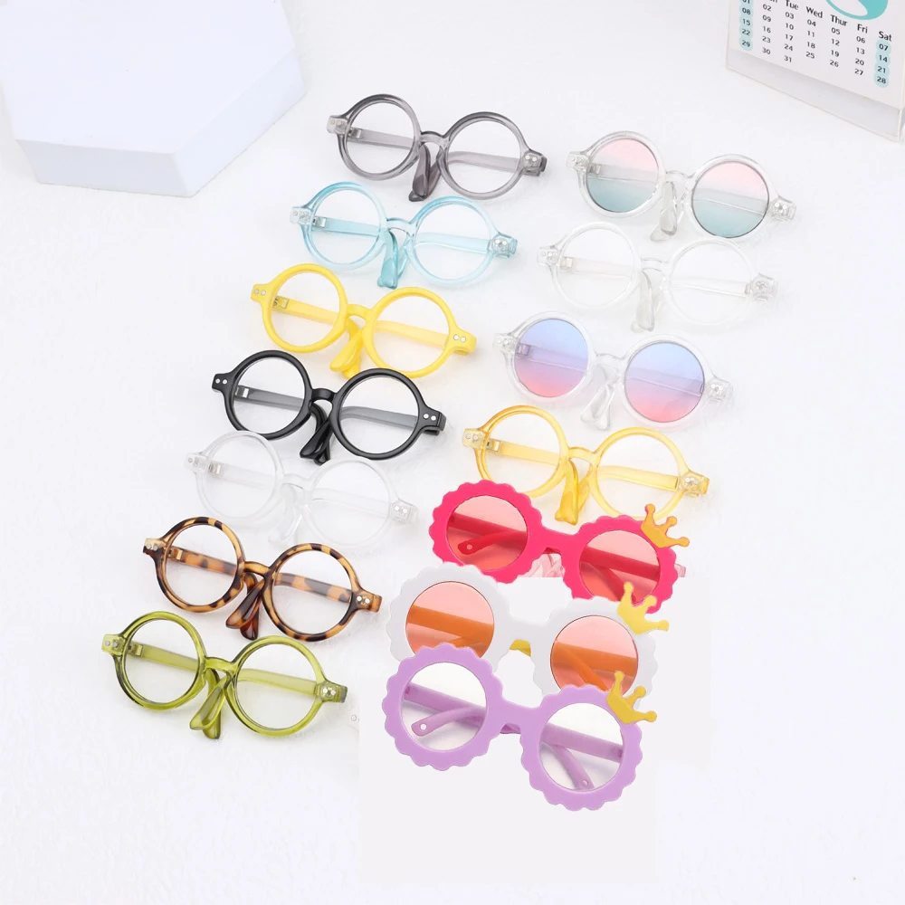 Candy-Color-Mini-Doll-Glasses-Clear-Lens-Eyeglasses-Round-Frame-Plush ...