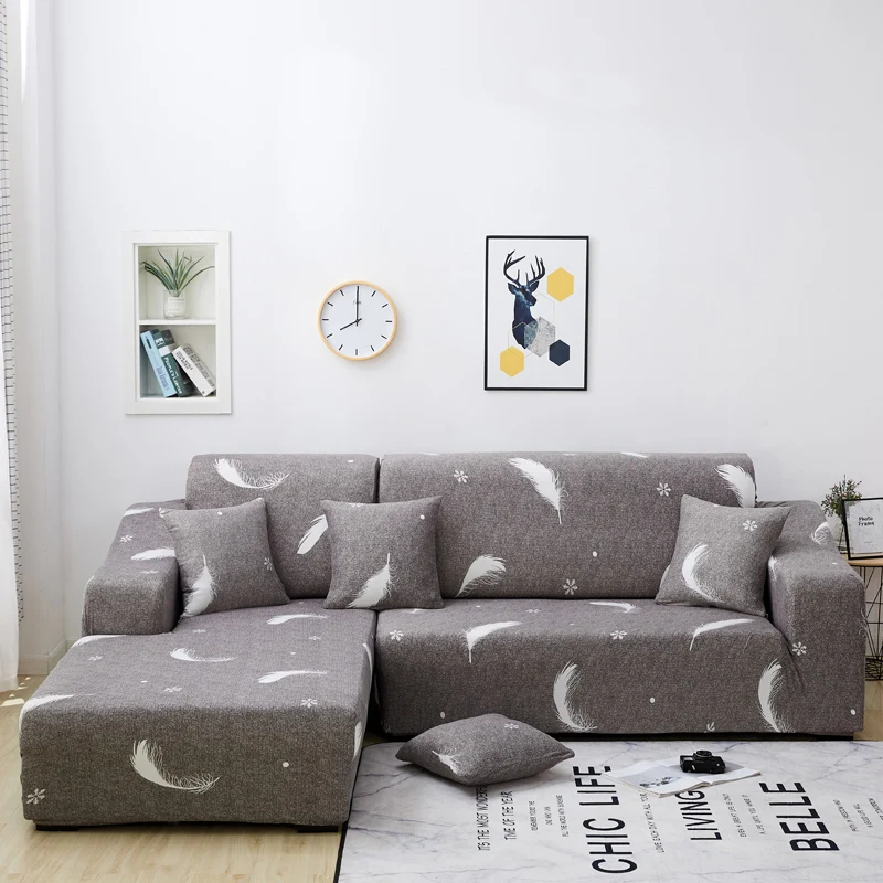 2 шт. принтованные Чехлы для углового дивана универсальные эластичные l ...