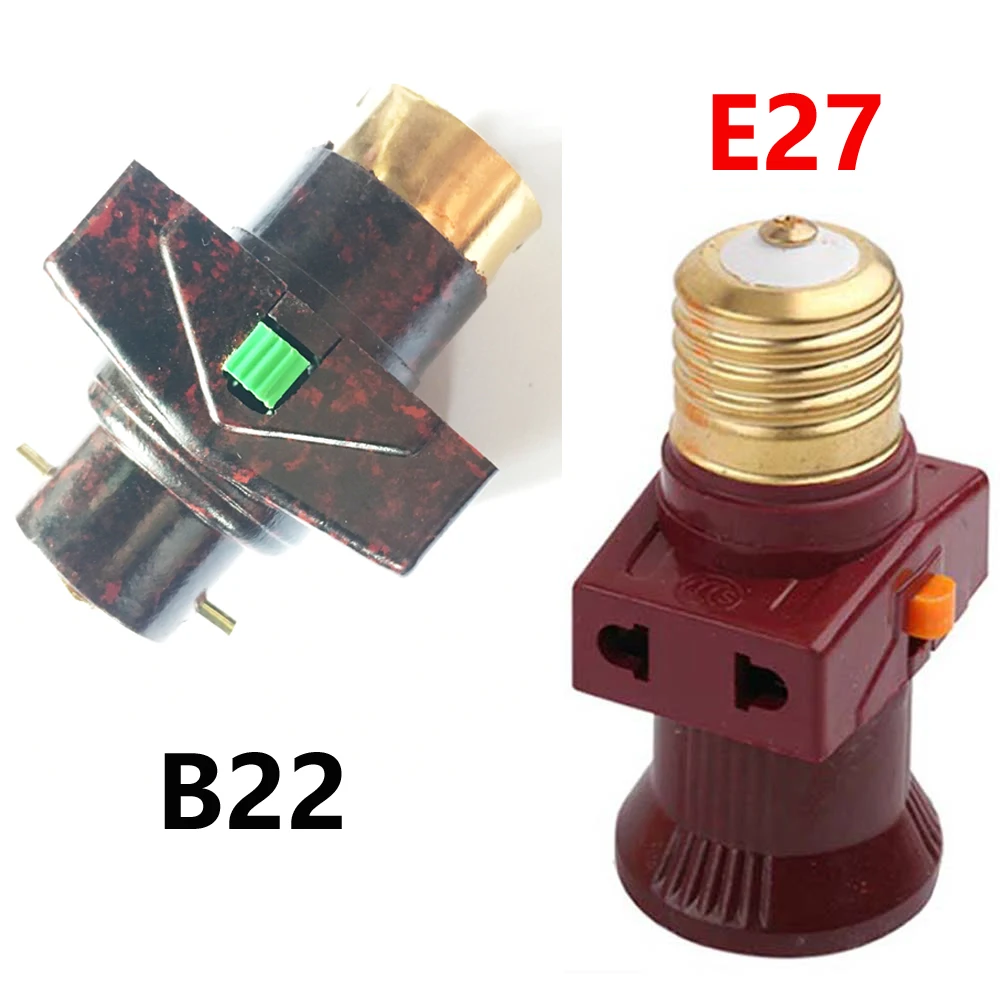 1pcs Dual-plug Universal E27 / B22 Lampholder With Socket Switch ...