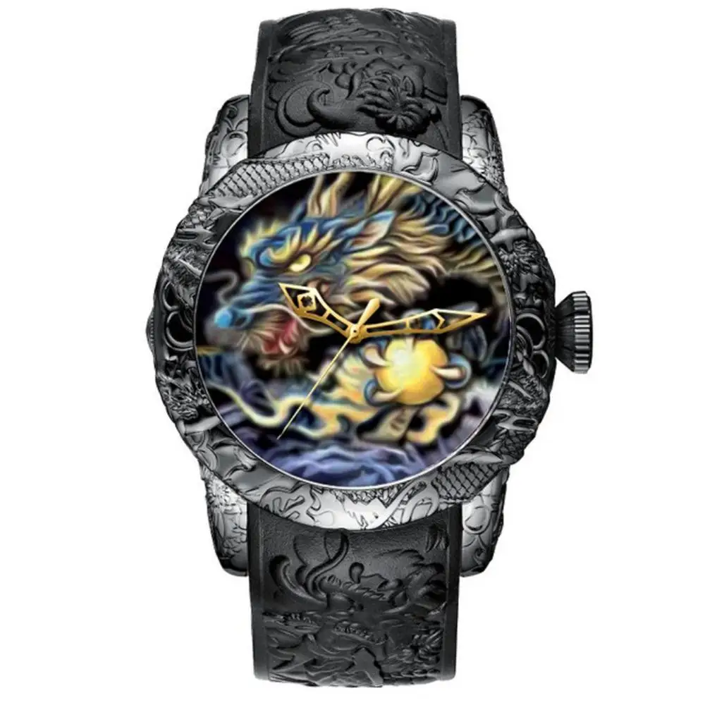Black-Gold-3D-Dragon-Sculpture-Watch-Men-Quartz-Watches-Waterproof-Big ...