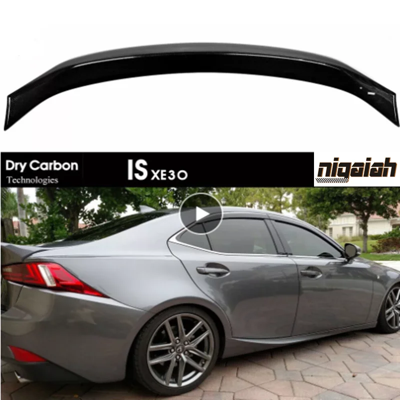 Real-Dry-Carbon-Fiber-High-Kick-Rear-Trunk-Spoiler-wings-for-Lexus-IS ...