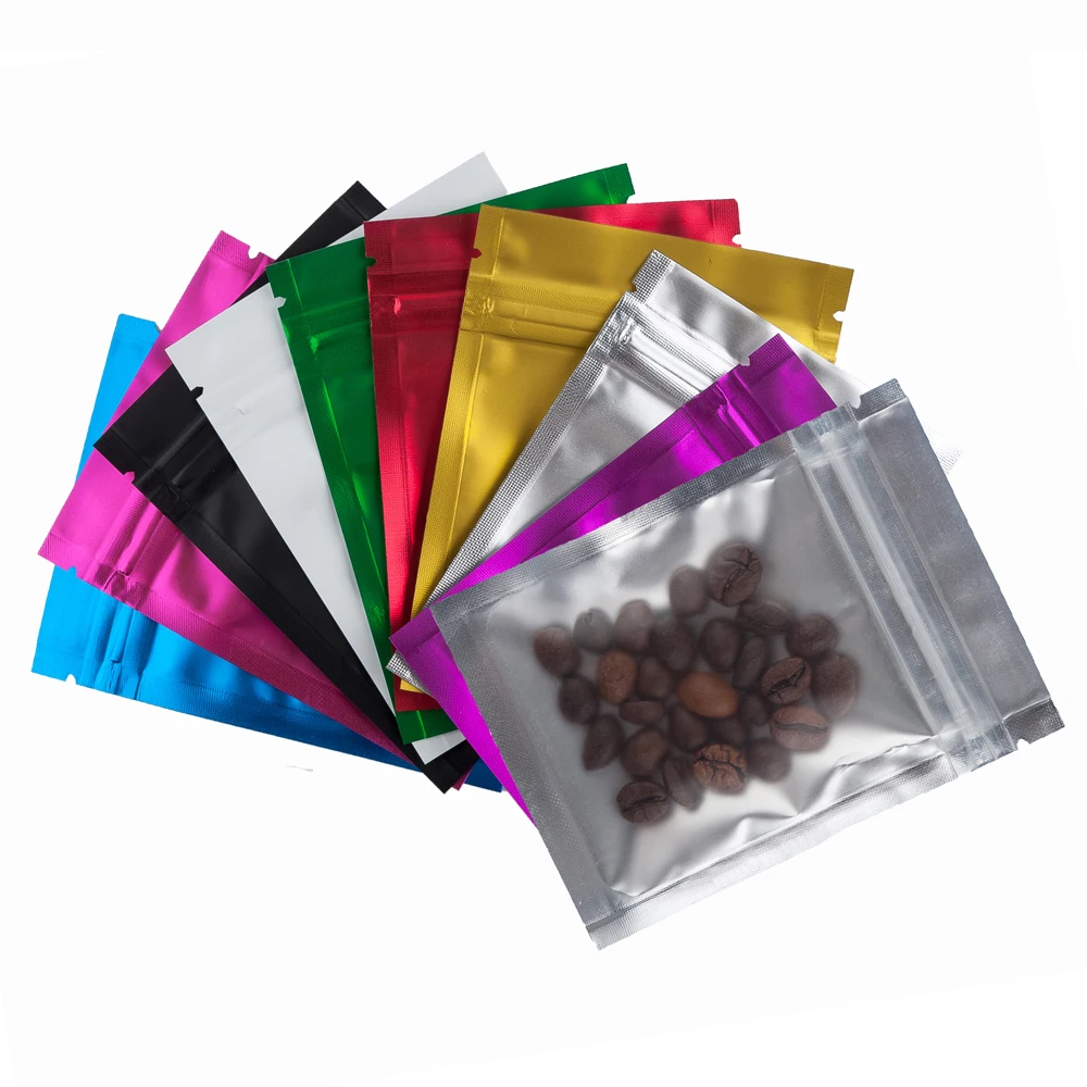 100pcs Translucent matte Flat Ziplock Storage Bag Clear Front Aluminum ...