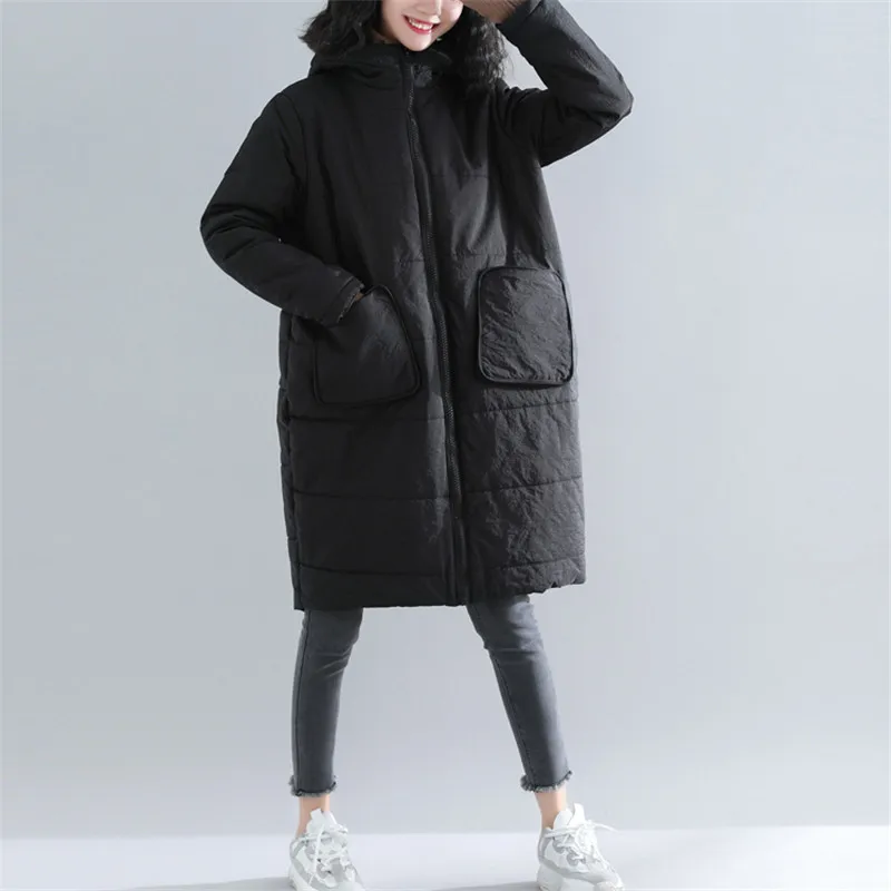 Women Winter Large Size Cotton Jackets 2021 New Thick Loose Hooded ...