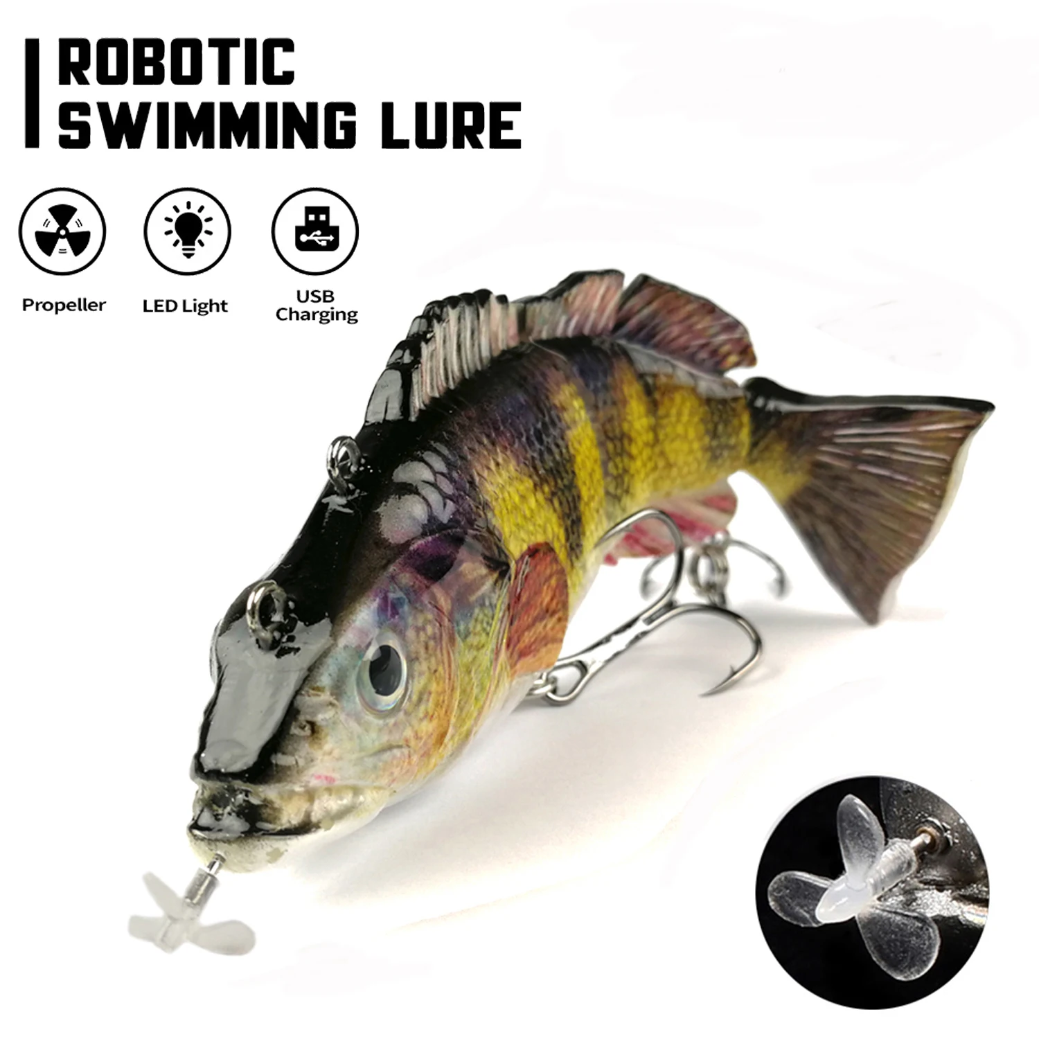Robotic Swimming Lures 130mm 4 Segements Swimbait 35/54g Fishing Auto ...