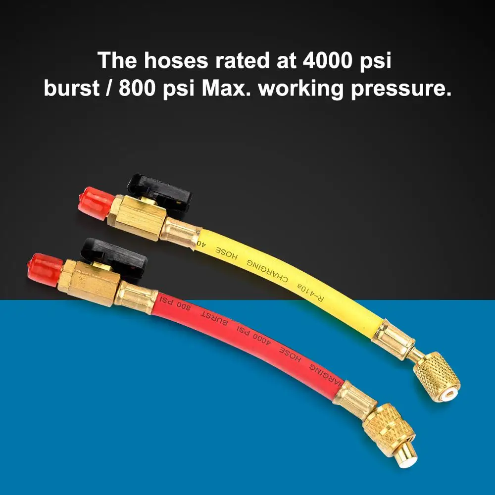 1pc Red Yellow 1/4sae 5/16sae Air Condition Refrigeration Charging Hose ...