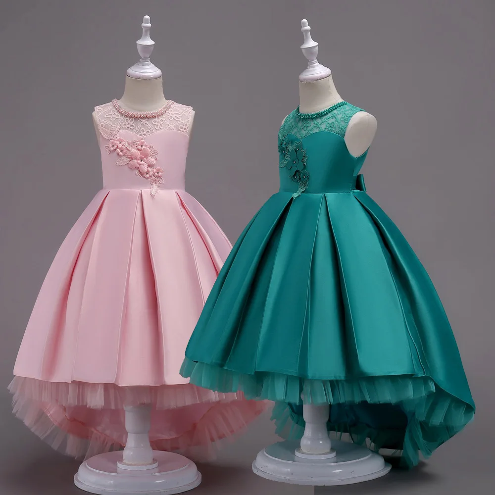 Pretty Satin Teenager Girl Dresses Asymmetrical Beaded Appliques ...