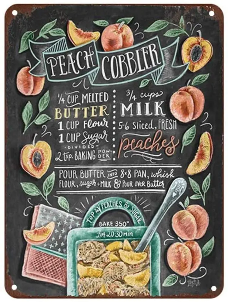 Peach Cobbler Metal Signs Home Decor Vintage Tin Signs Pub Home ...
