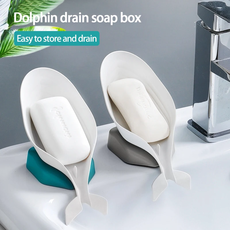 Dolphin Shape Soap Box Bathroom Soap Holder Dish Storage Plate Tray ...