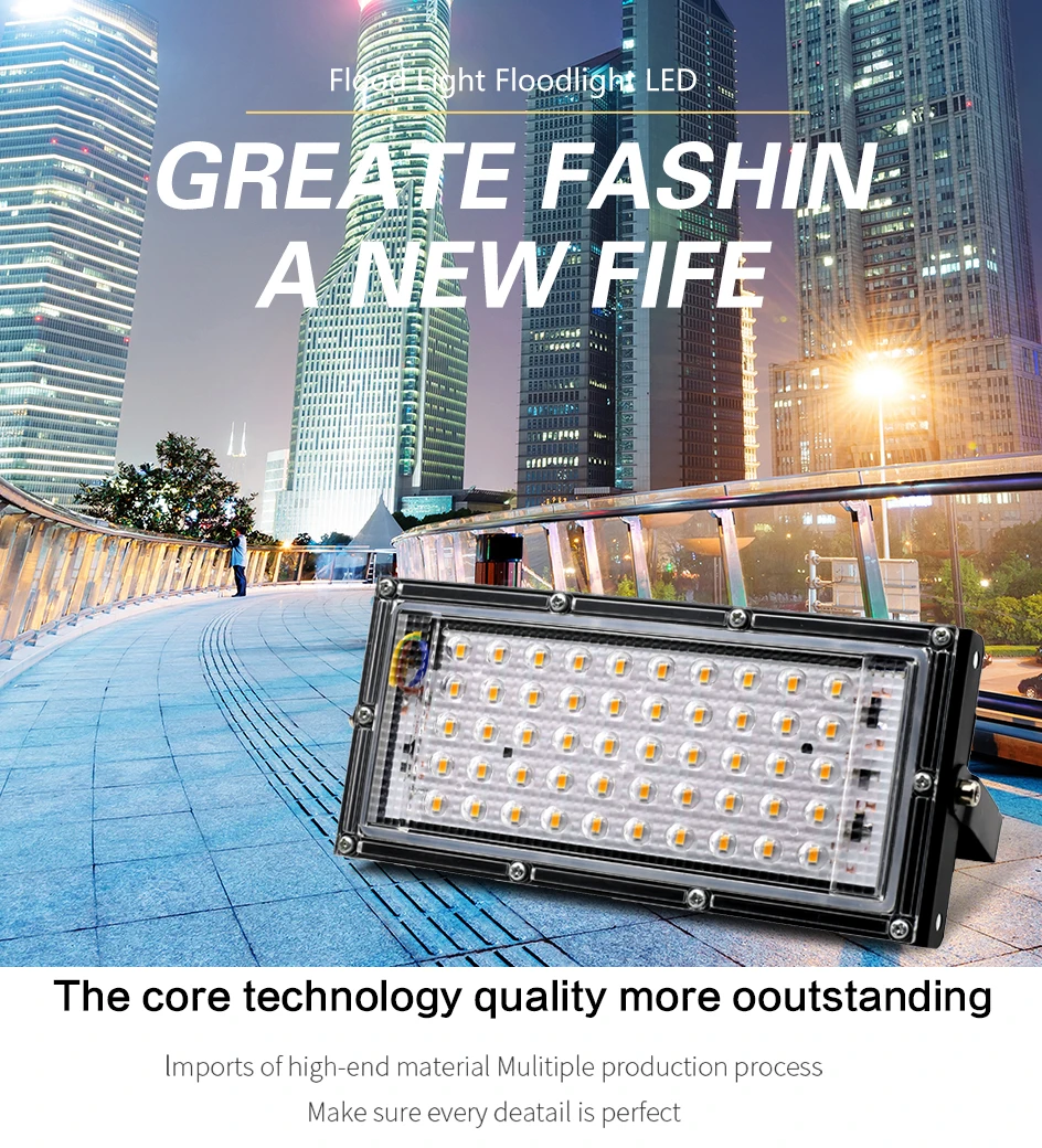 50W настоящий Мощность Светодиодный прожектор светильник напольный ...