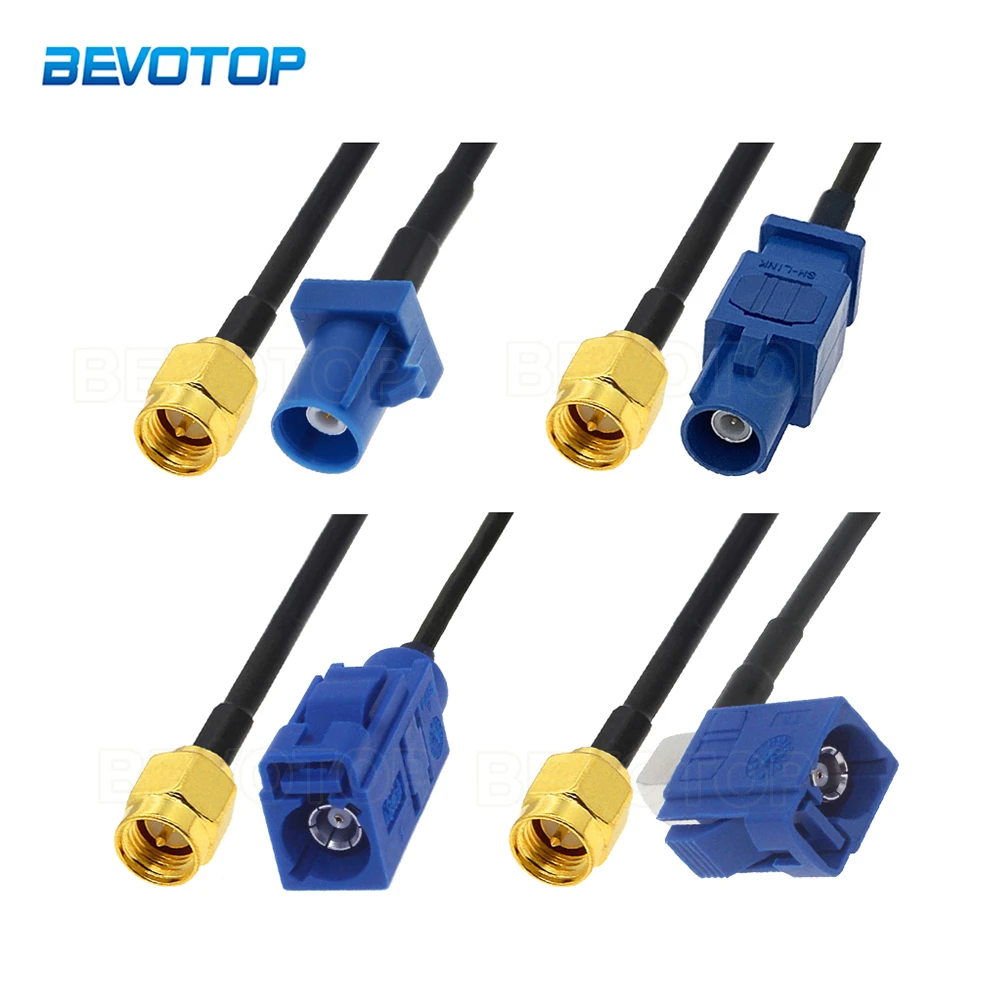 Blue Fakra C Male/ Female to SMA Male Plug RG174 Cable Car GPS Navigation Antenna Extension Cord ...