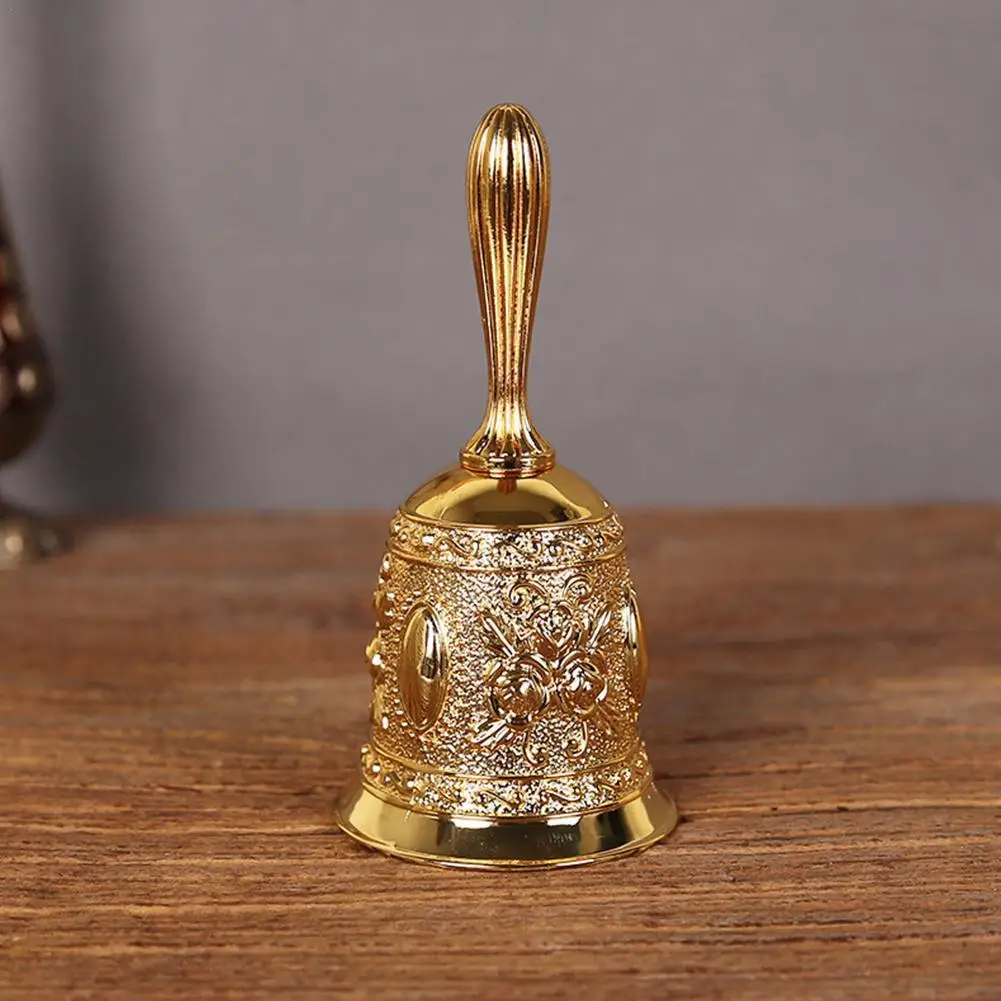 1Pcs Hand Bell Metal Tone Copper Ring Alarm Hand Hold Xmas Bell Service ...