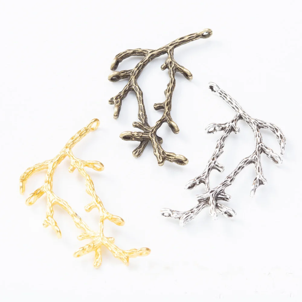 4 Pieces/Lot 29*47mm Gold Color Branch Leaf Pendant Branch Charm ...