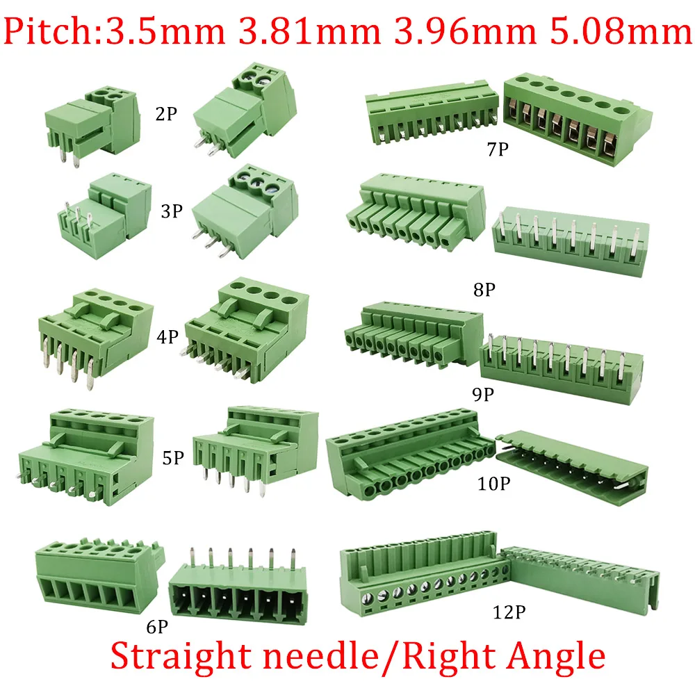 5Pair 15EDG KF2EDG 3.5mm 3.81mm 3.96mm 5.08mm PCB Screw Terminal Block 2-12Pin Male Plug Female ...