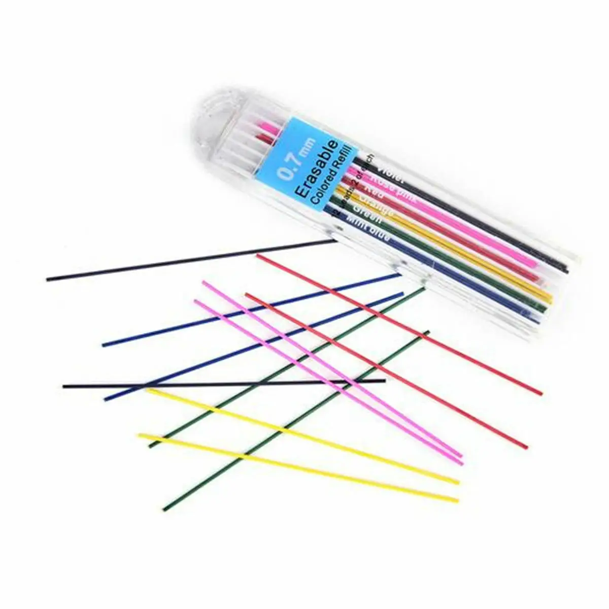 12pc Box 0.7mm Colored Mechanical Pencil Refill Lead Erasable Student ...