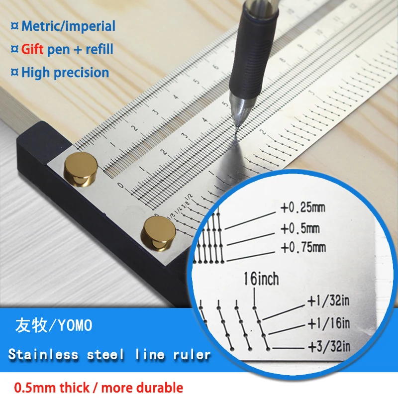 High-Precision-Scale-Ruler-T-Type-Hole-Ruler-Stainless-Woodworking ...