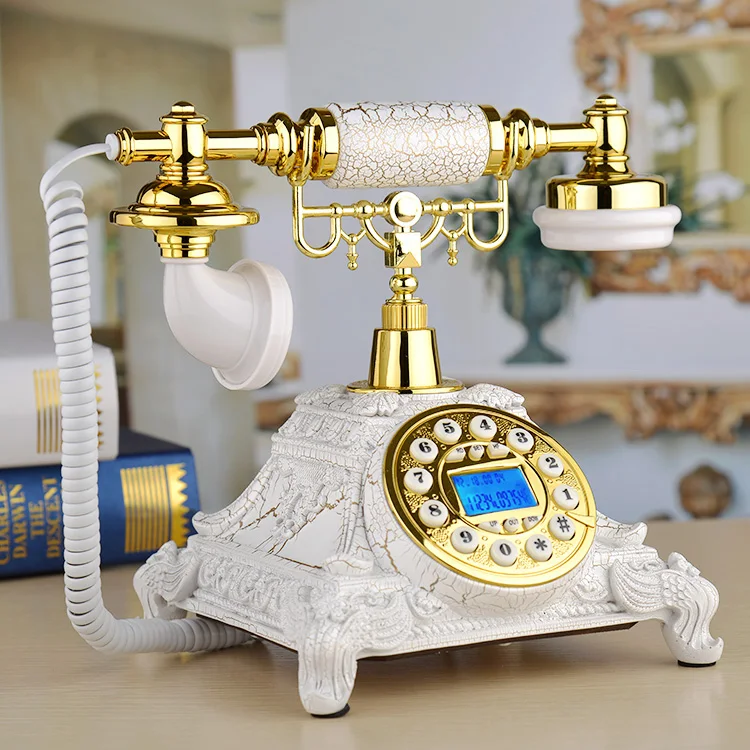 European-Fashion-Vintage-fixed-Telephone-resin-quadrate-Landline-Phone ...