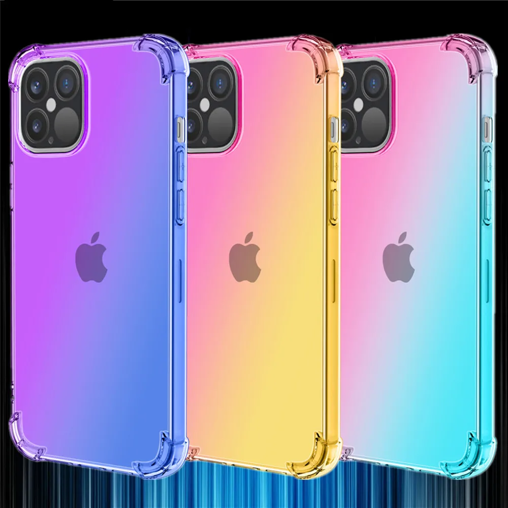 Gradient Color Soft Silicone Shockproof Phone Case For IPhone 12 5 4 11