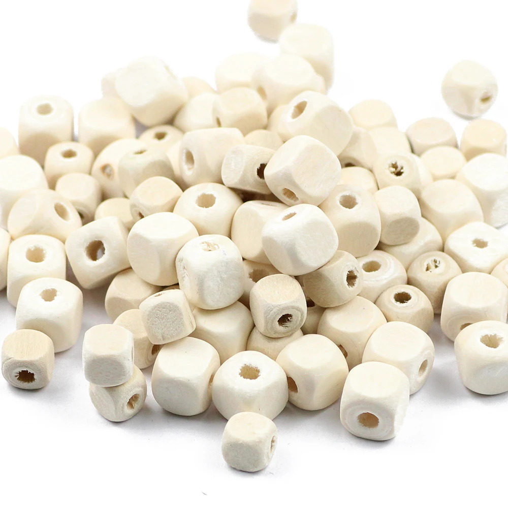 Wooden Square Beads Needlework | Square Wood Beads Jewelry - 100pcs 8 ...