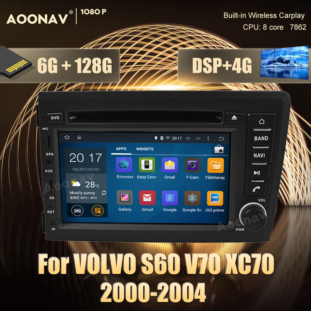 128GB 2 din Android car radio For VOLVO S60 V70 XC70 2000-2004 car ...