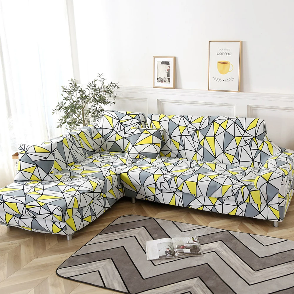 Угловой диван-чехол для гостиной, эластичные чехлы из спандекса, чехол ...