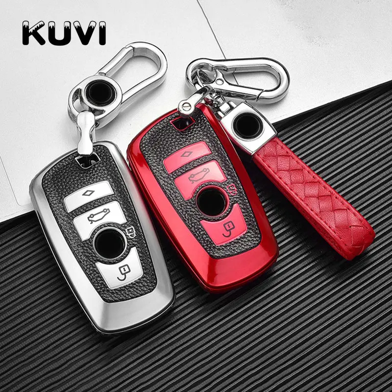 PU Leather Car Remote Key Cover Case Protection Shell Fob For BMW 1 3 5 ...