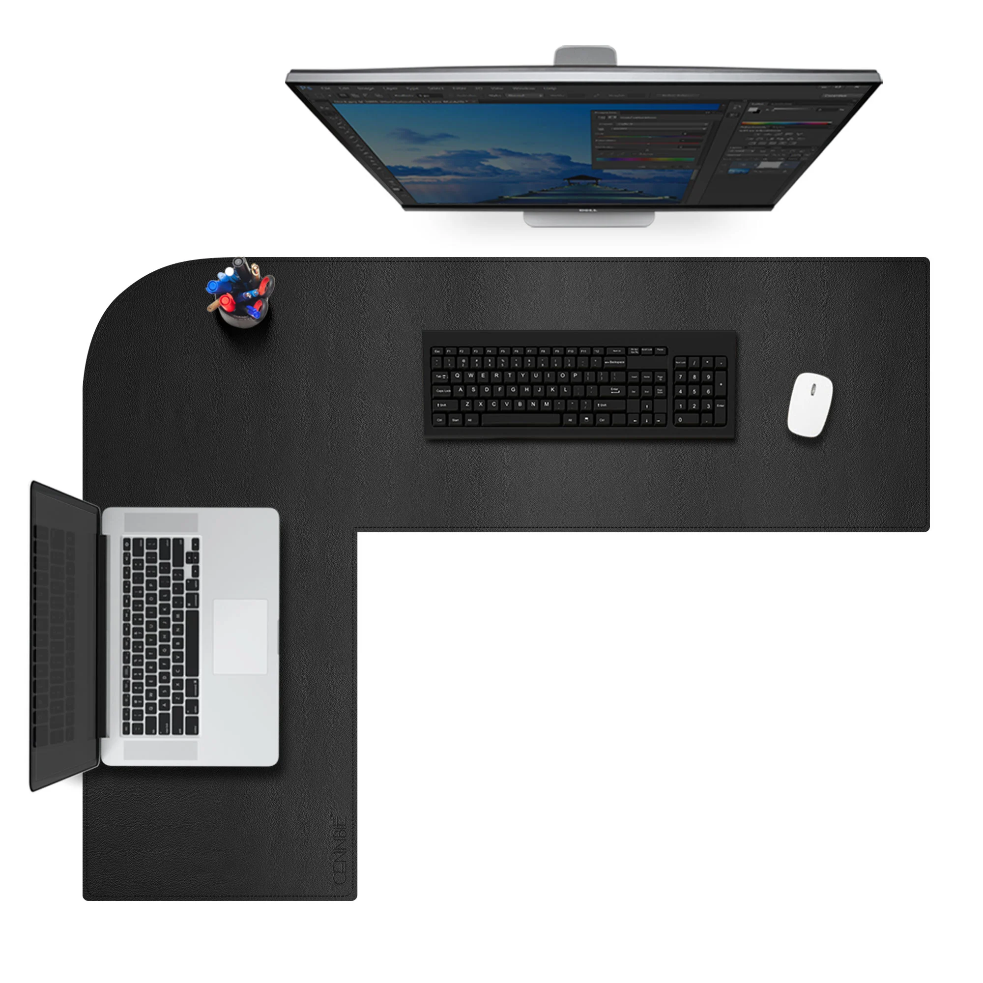 L-shape Office Writing Desk Mat Corner Computer Mouse Pad 110x130cm Pu ...