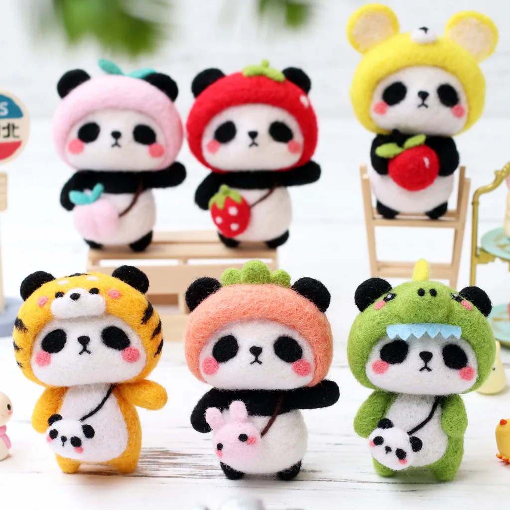 Non Finished Funny Cute Panda Animal Toy Doll Kit Diy Handmade Wool ...