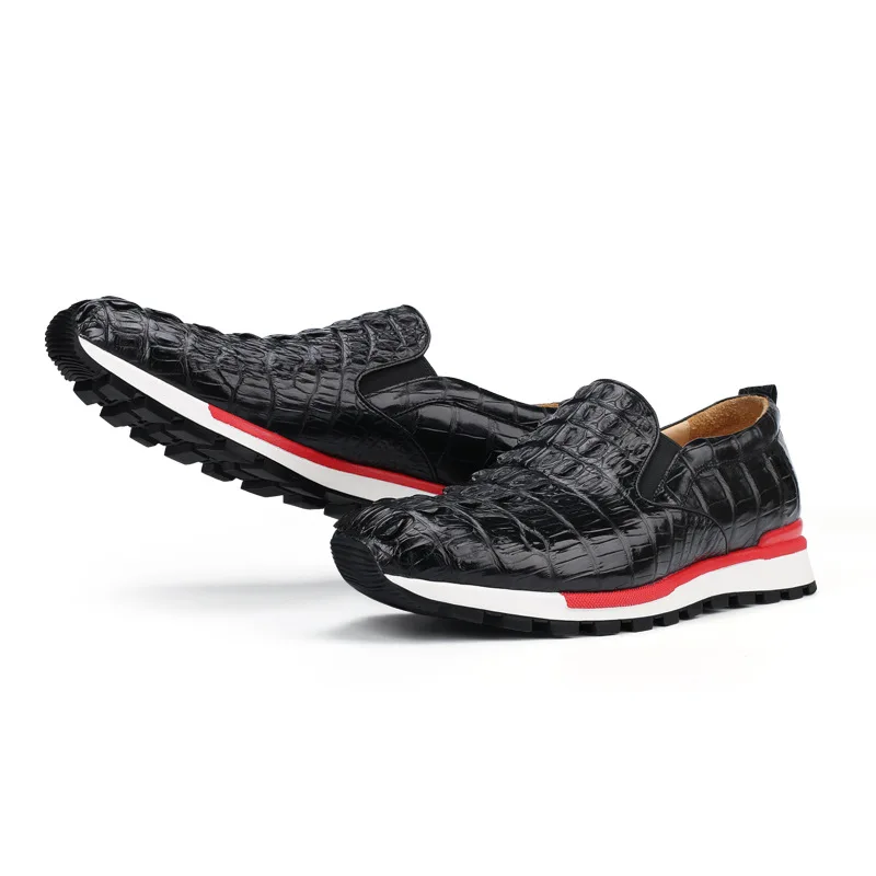 Unisex-Gaya-Otentik-Nyata-Buaya-Kulit-Pria-Kasual-Sepatu-Sneaker ...