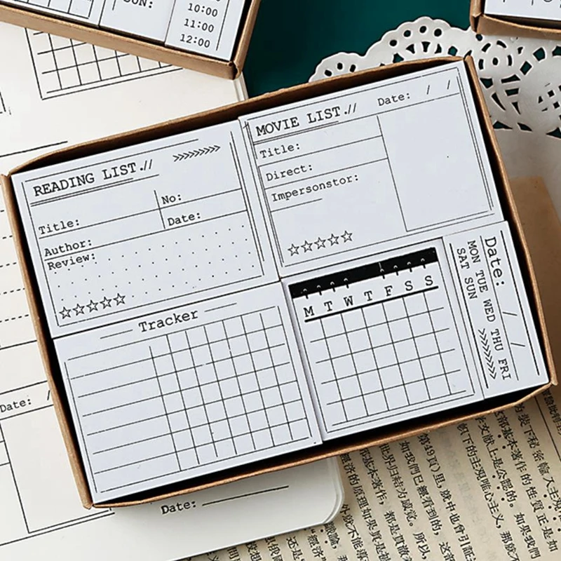 Record Daily Time Mark DIY Rubber Stamps Scrapbooking Material Wood ...