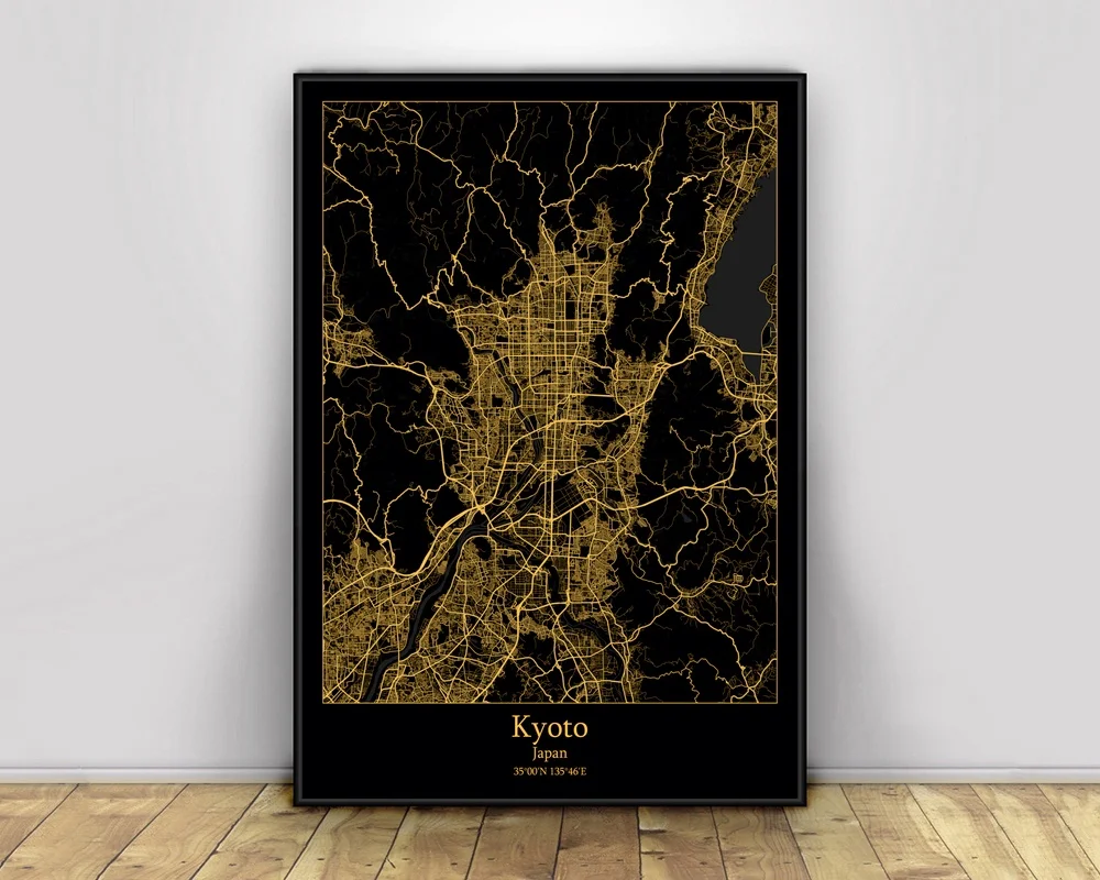 Kyoto-japonya-siyah-ve-alt-n-ehir-k-haritalar-zel-d-nya-ehir-haritas ...