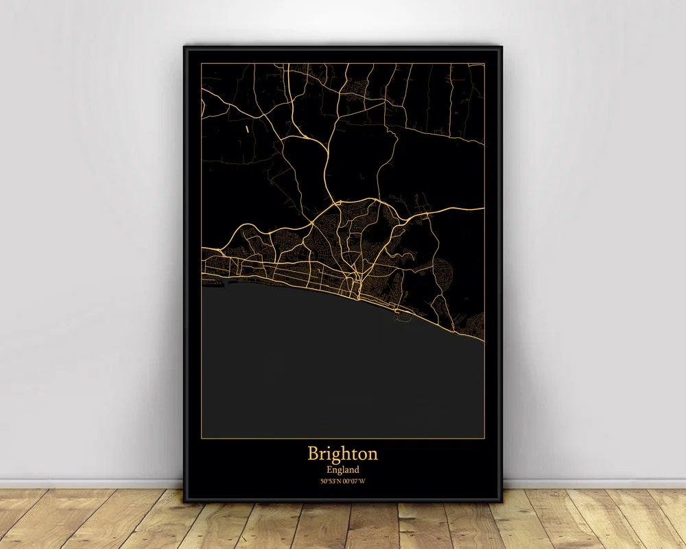 Brighton-ngiltere-siyah-ve-alt-n-ehir-k-haritalar-zel-d-nya-ehir ...