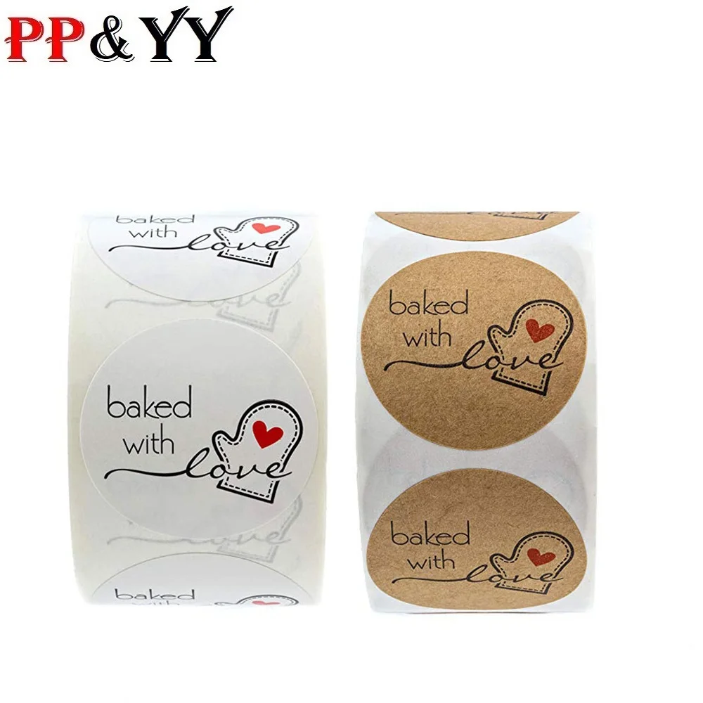 1-inch-Round-Natural-Kraft-Baked-with-Love-Stickers-cute-stickers-for ...