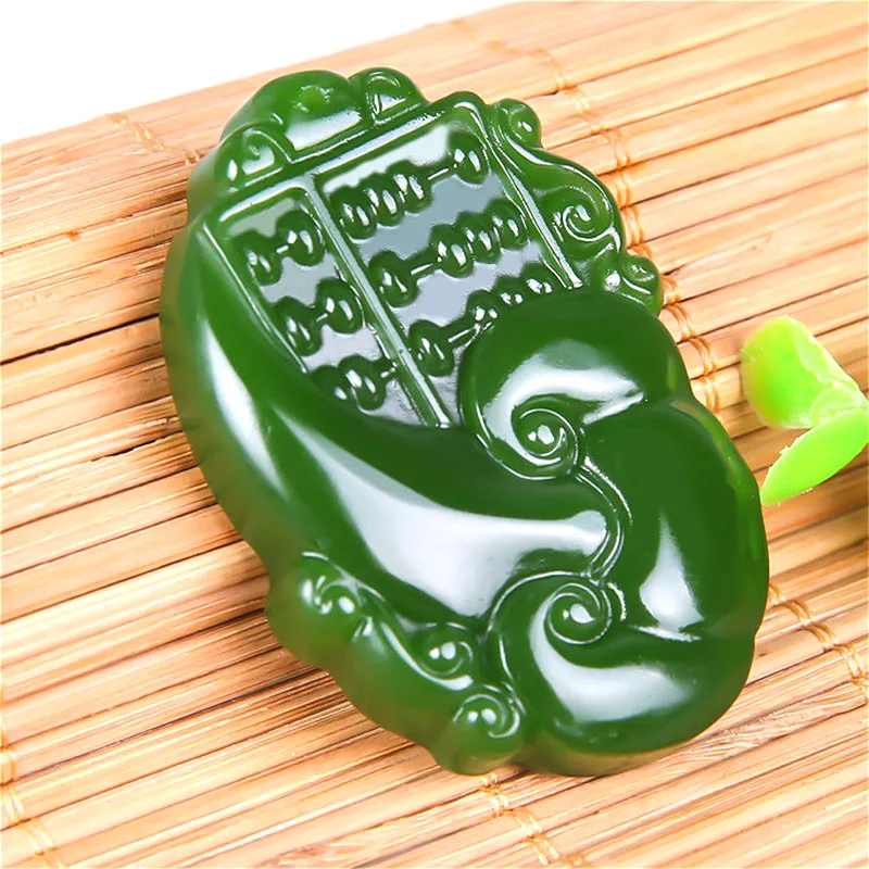 Mão esculpida ábaco natural verde jade pingente colar charme jadeite ...