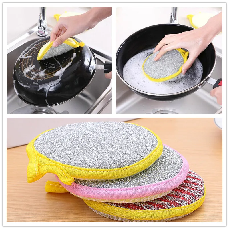 2pc/set Double sided Dish Washing Sponge Dish Towel Clean Steel Washing ...