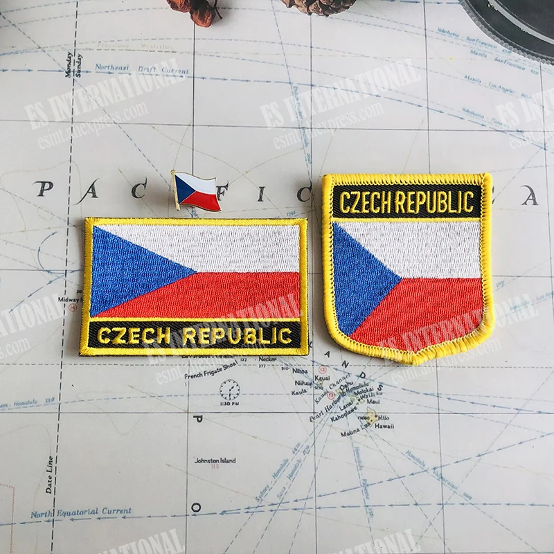 CZECH REPUBLIC National Flag Badges Armband Embroidery Patches Shield And Square Shape Lapel Pin ...